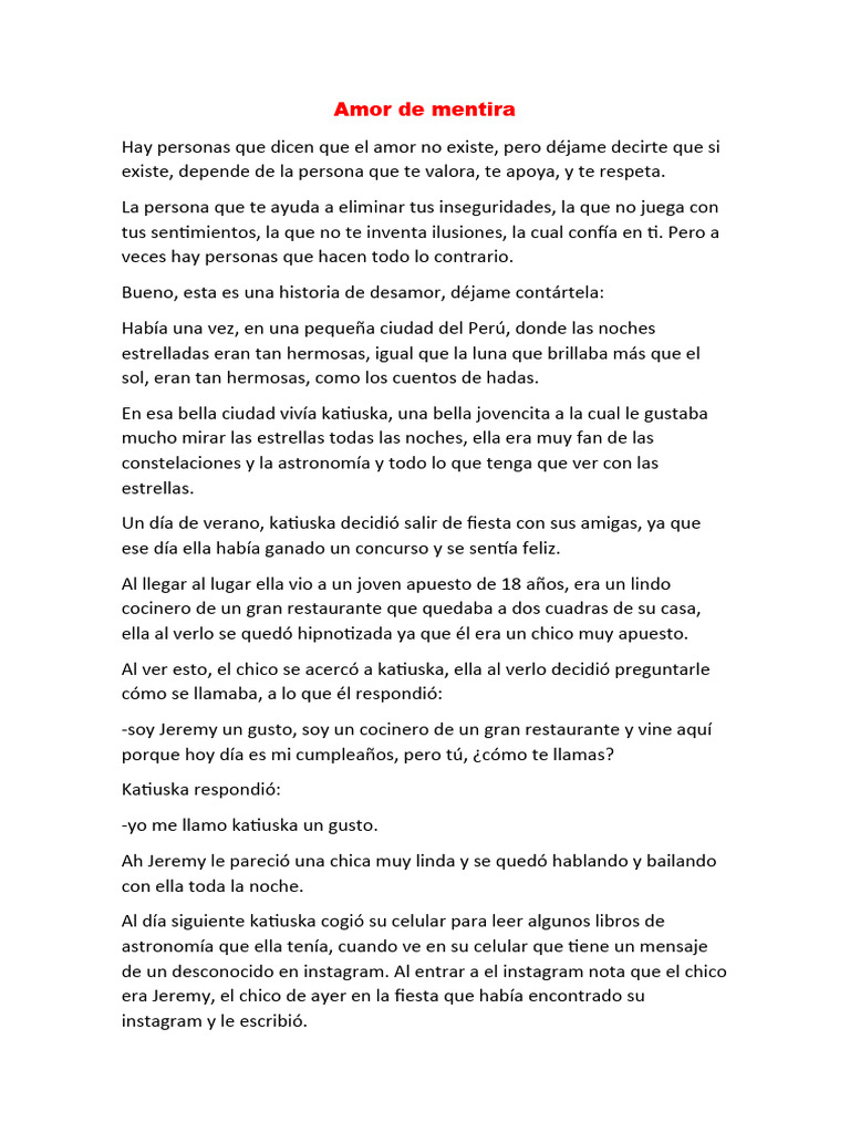 Amor de Mentira | PDF | Amor