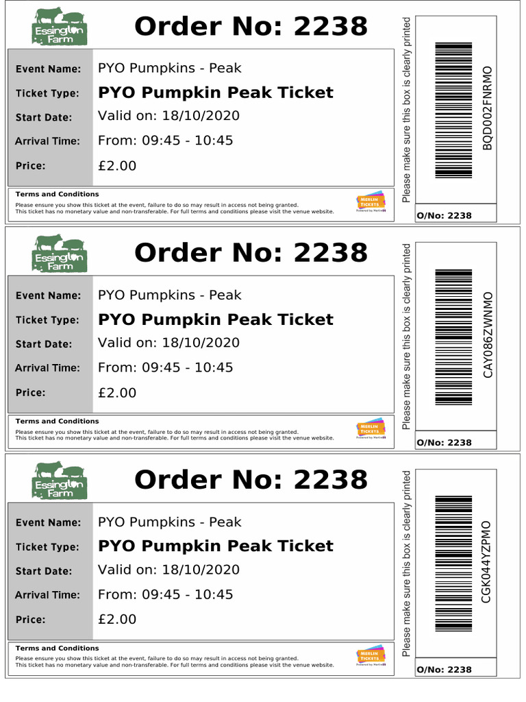 PYO Pumpkin Peak Ticket | PDF