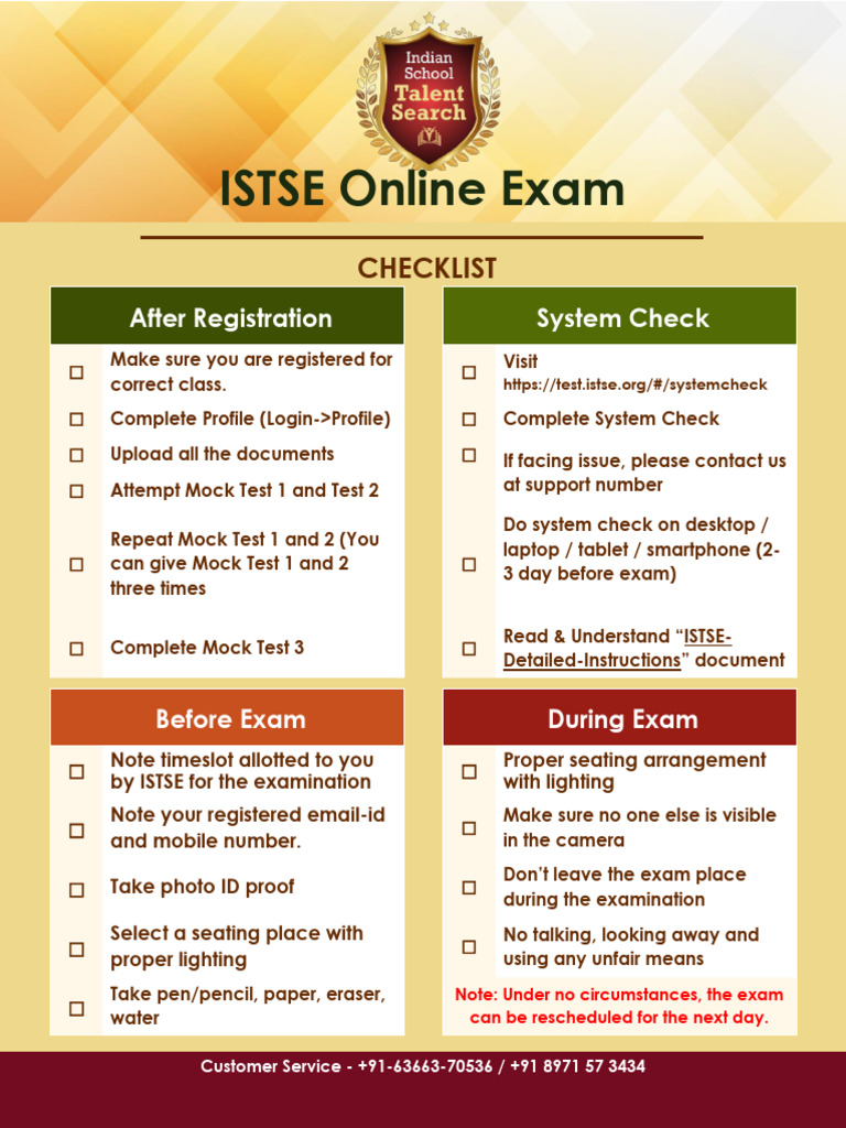 ISTSE-Online-Exam-CheckList | PDF