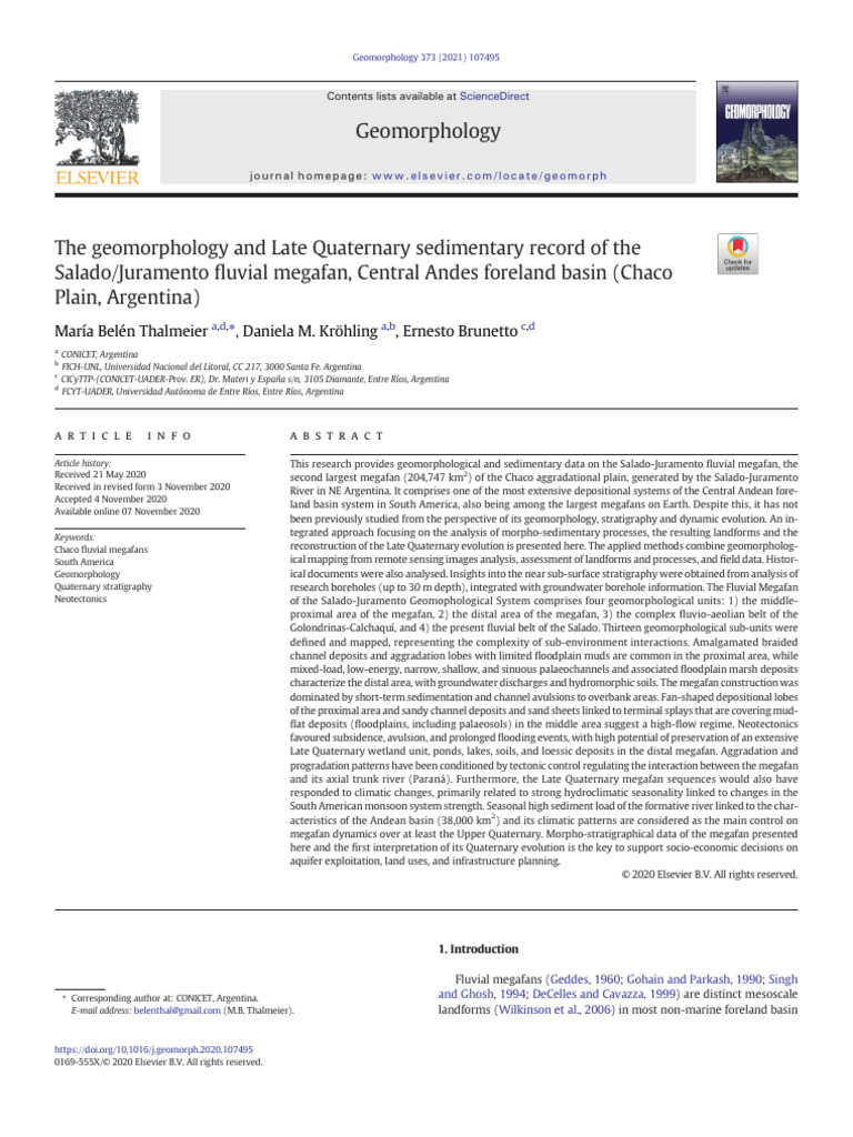 Geomorphology: María Belén Thalmeier Daniela M. Kröhling, Ernesto ...