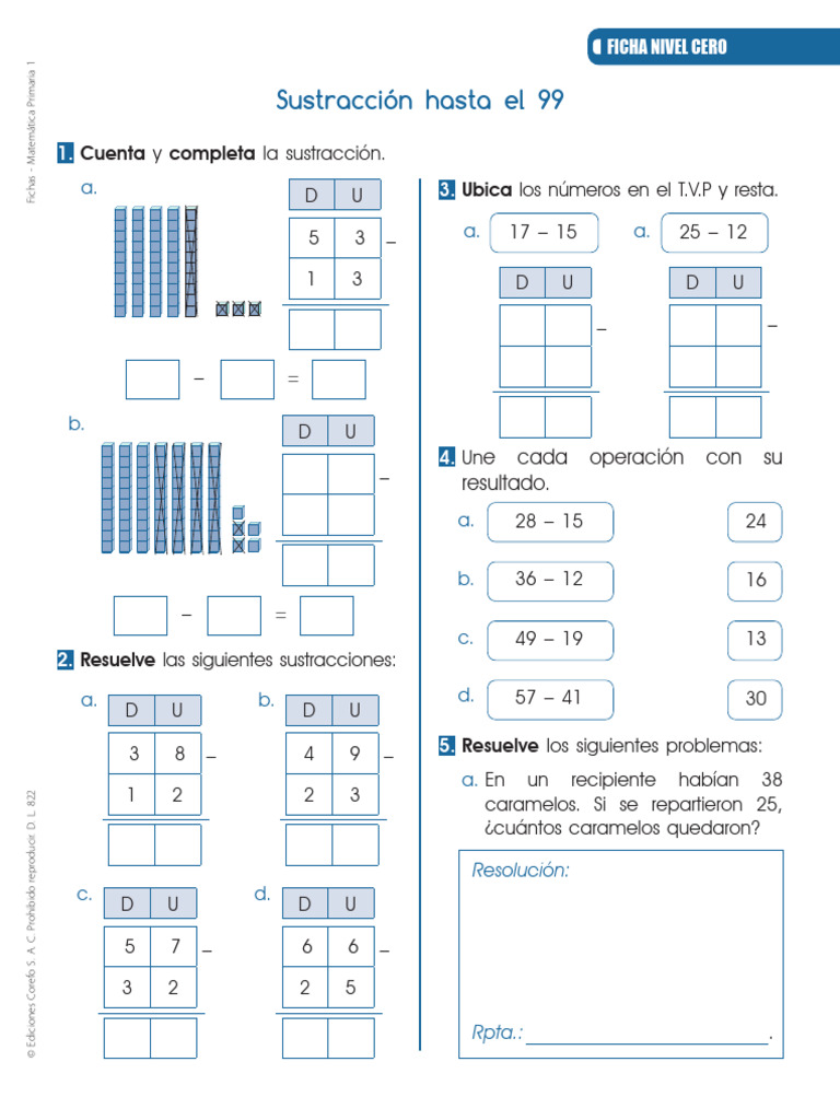 F0 - 108-185 Sustracción Hasta El 99 | PDF