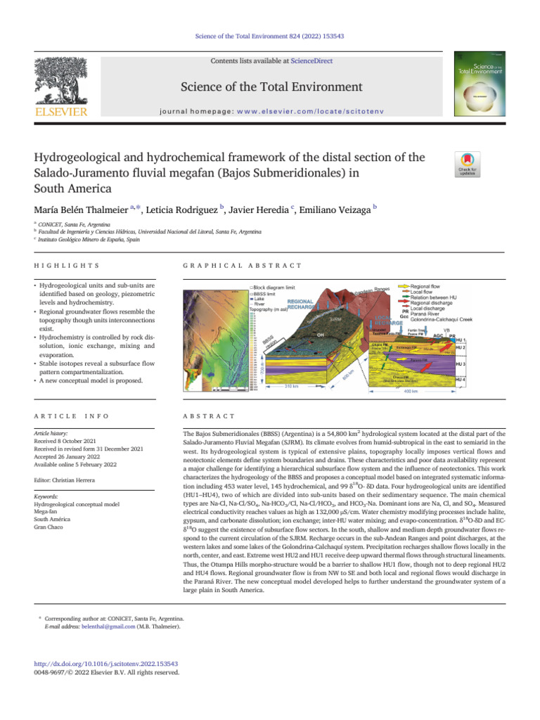 Hydrogeological and Hydrochemical Framework of The Distal Section of ...