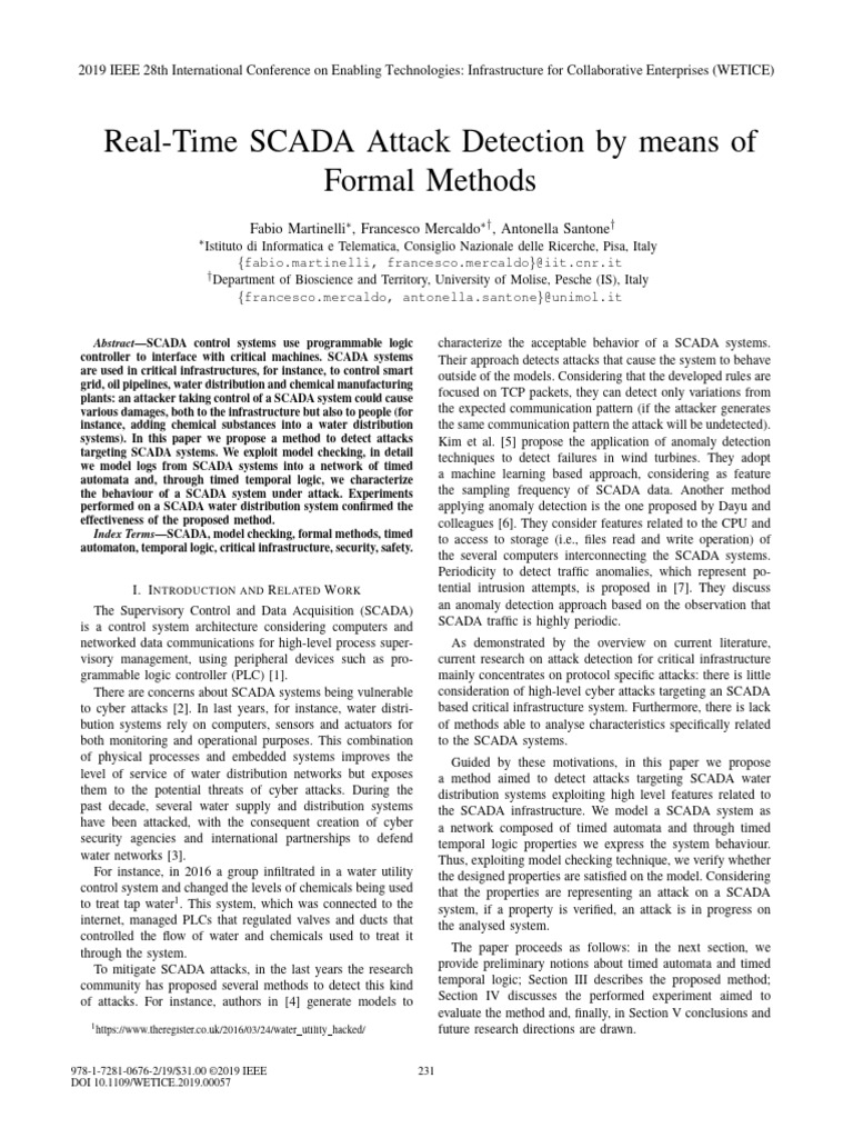 Real-Time SCADA Attack Detection by Means of Formal Methods | PDF | Scada | Computer Science
