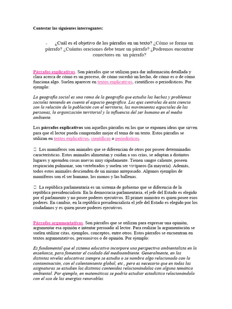 Tipos de Párrafos Noveno | PDF