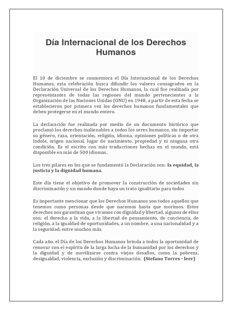 Día Internacional de los Derechos Humanos | PDF