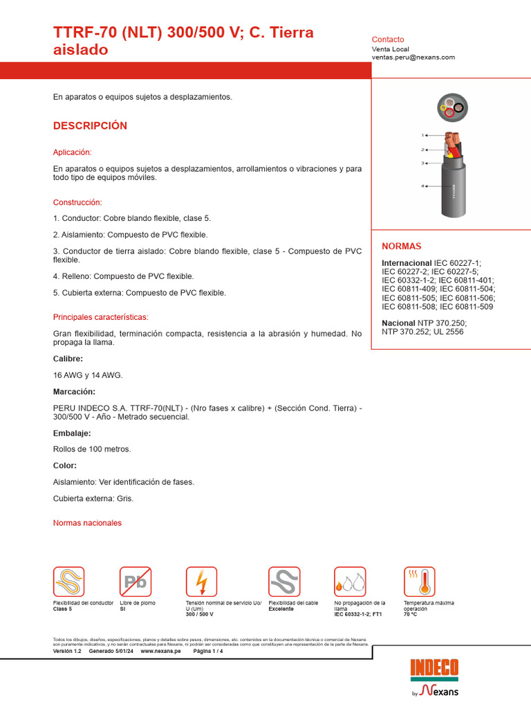 Cable TTRF-70-NLT-300-500-V-C-Tierr... | PDF