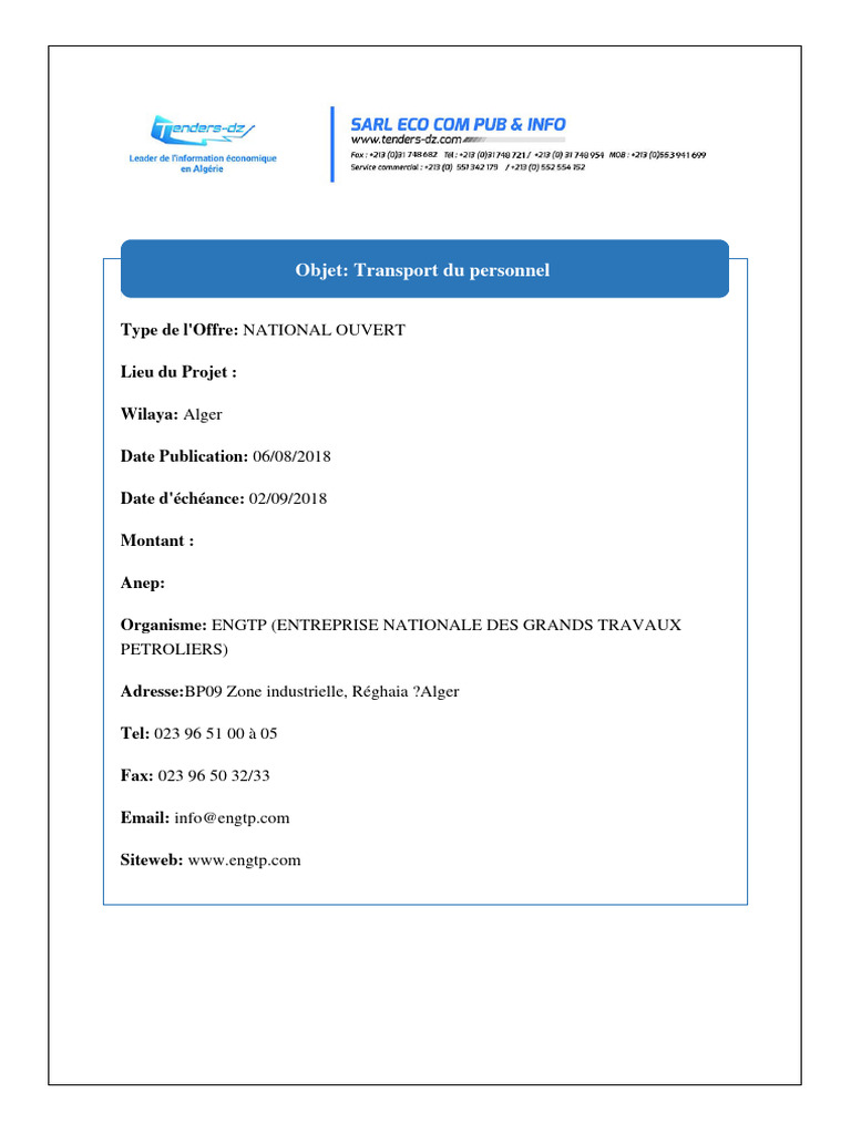 Engtp (Entreprise Nationale Des Grands Travaux Petroliers) | PDF