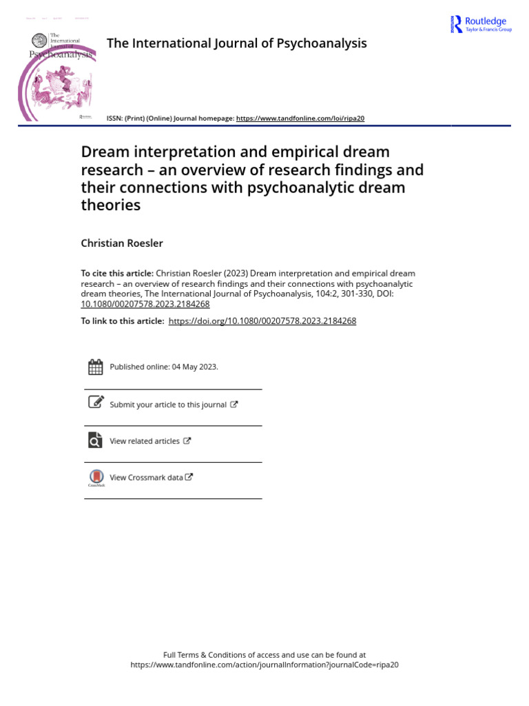 Dream Interpretation & Research Overview | PDF | Psychoanalysis ...