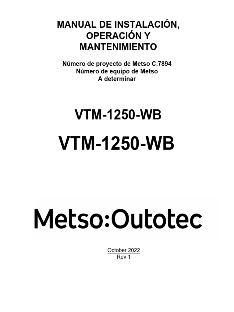 VTM 1250 WB | Descargar gratis PDF | Engranaje | Rodamiento (Mecánico)