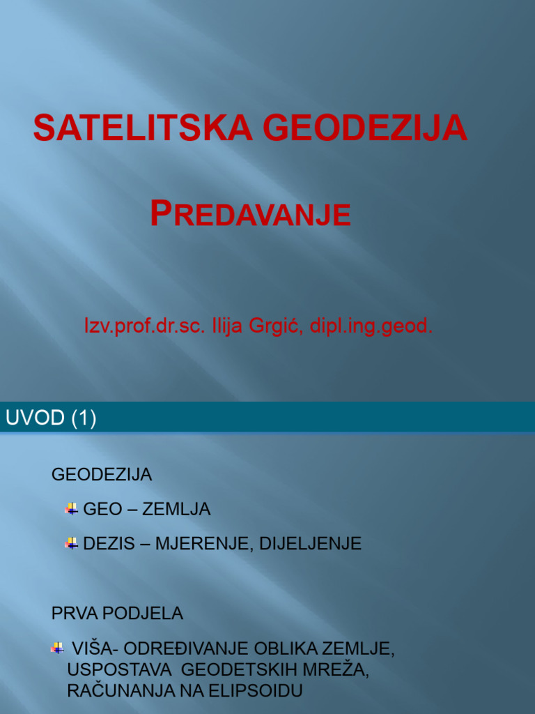Predavanje Satelitska Geodezija 2020 2021 | PDF