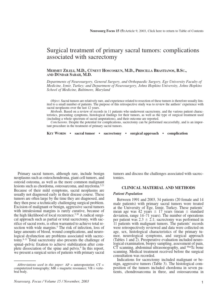 (10920684 - Neurosurgical Focus) Surgical Treatment of Primary Sacral ...
