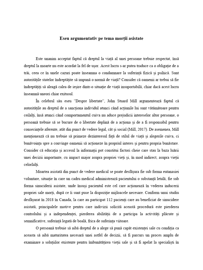 Eseu Argumentativ | PDF
