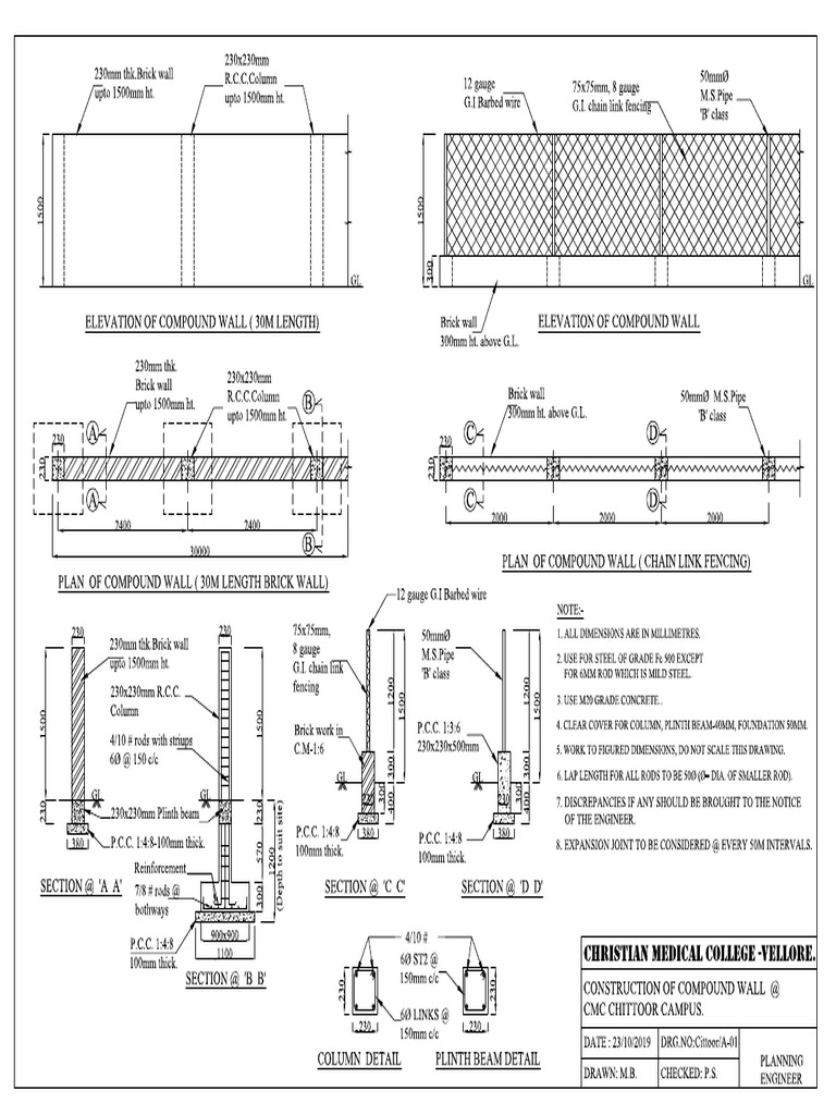 Compound Wall Detail | PDF