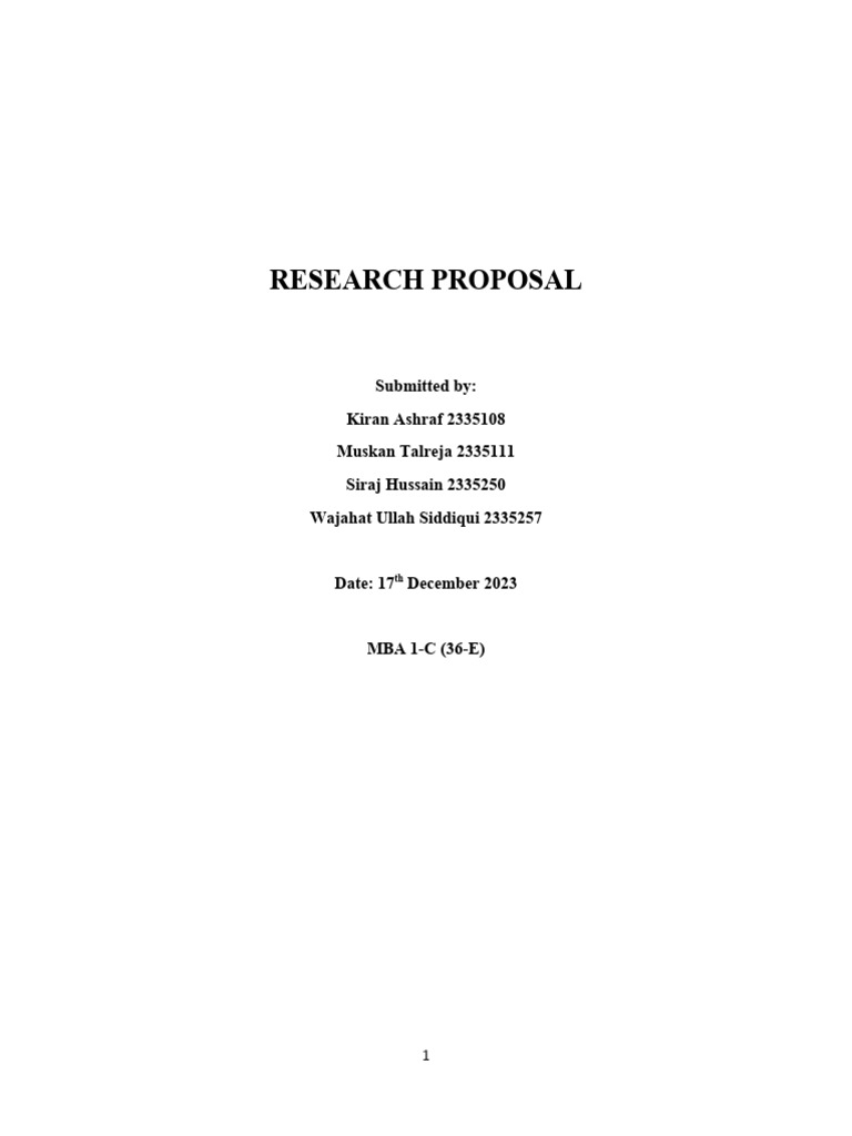 Arm Mba 1C (36-E) Research Proposal | PDF | Educational Technology ...