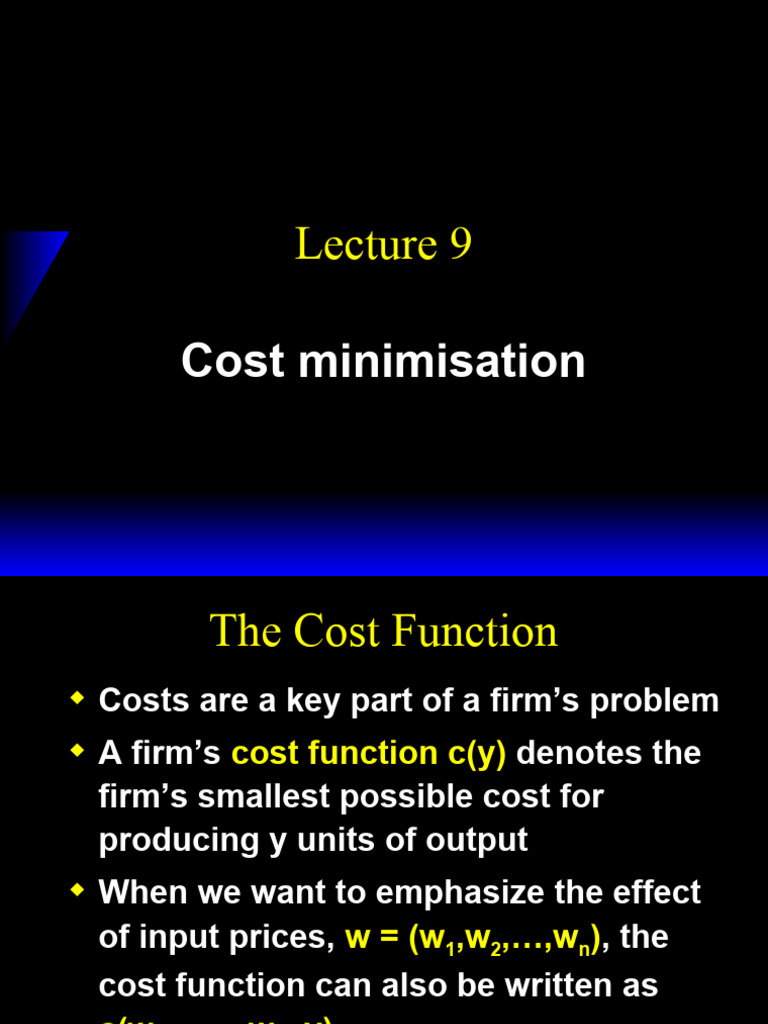 9 Cost Minimisation Pdf Average Cost Financial Economics