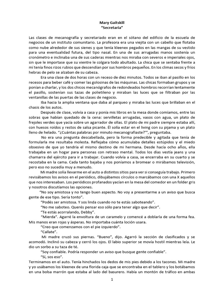 31 - Mary Gaitskill - Secretaria | PDF