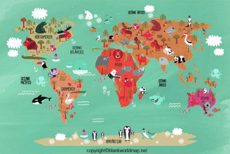 PRINTABLE Map of World For Kids | PDF