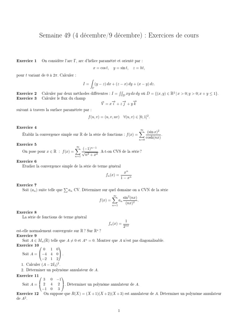 Colles Semaine49 Exos de Cours-2 | PDF