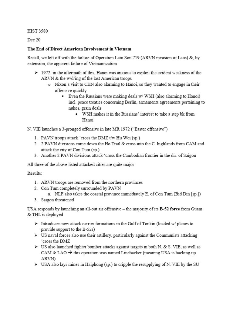 11. The End of Direct American Involvement in Vietnam | PDF