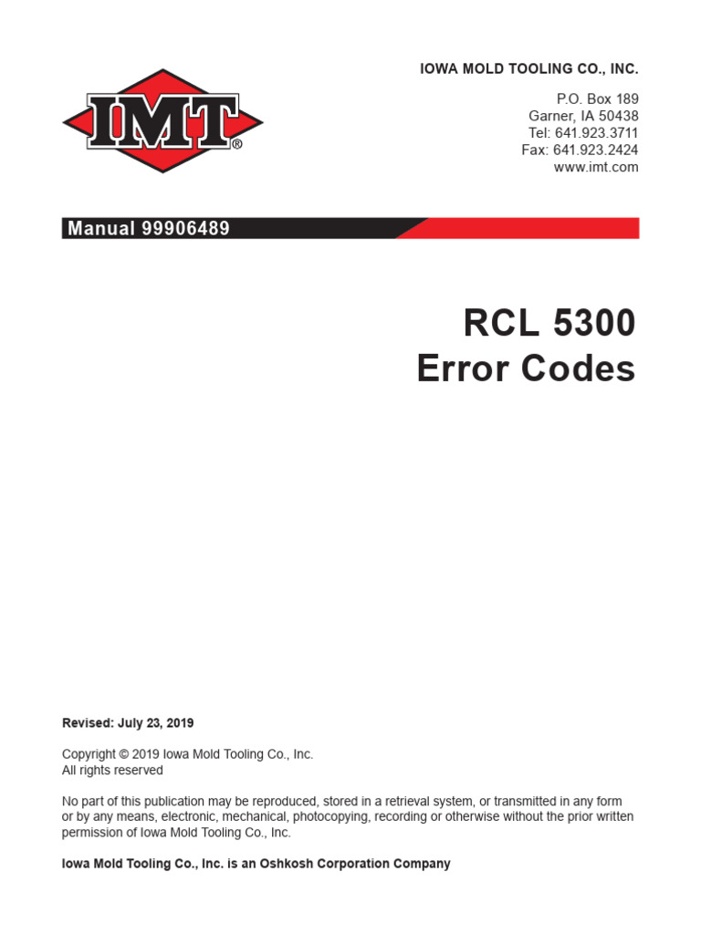 RCL 5300 Error Codes Rev. Jul 2019 | PDF | Science & Mathematics ...