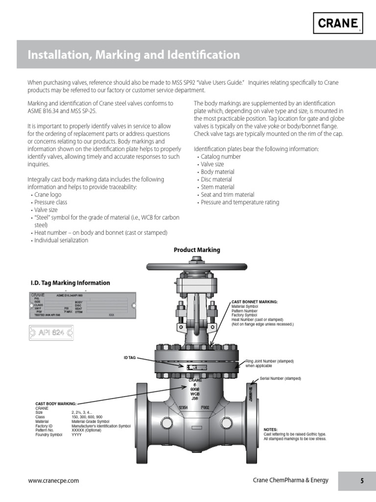 Installation, Marking and Identification | PDF | Valve | Screw