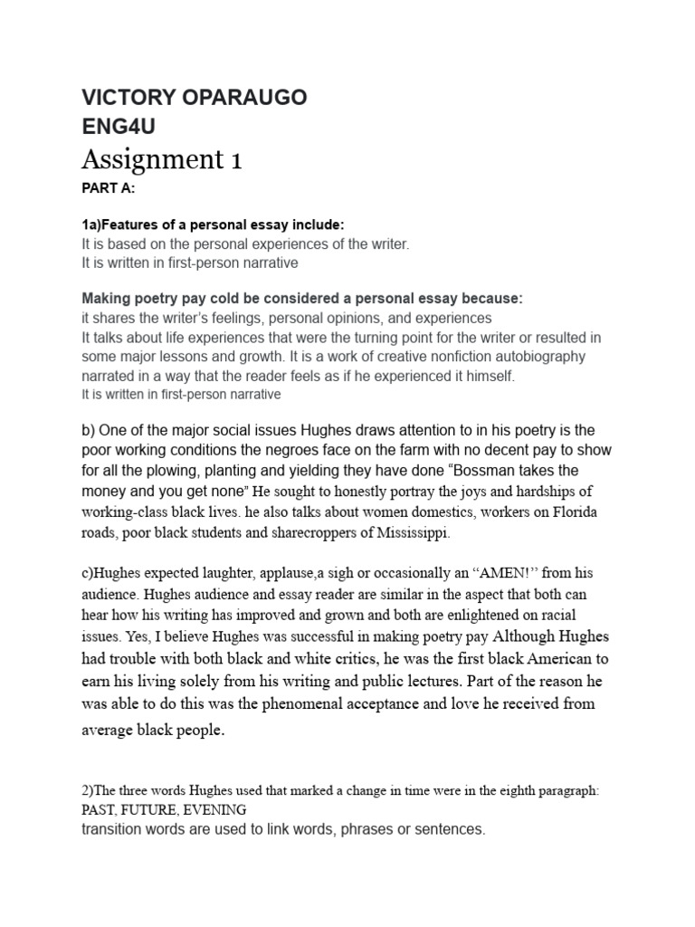 Victory Eng4u Assignment 1 | PDF