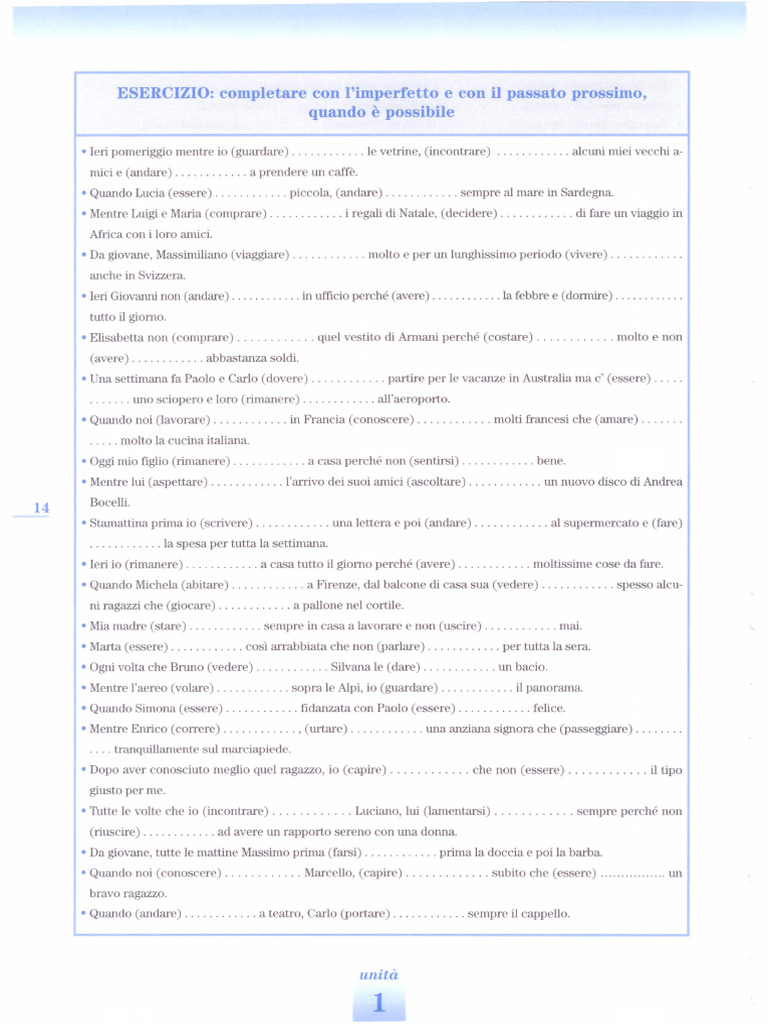 passato prossimo vs imperfetto (1) | PDF