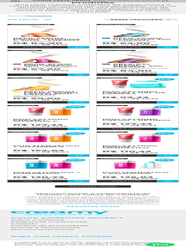 Produtos para A Pele Saiba Como Usar Todos Os Creamys - CREAMY | PDF | Pele