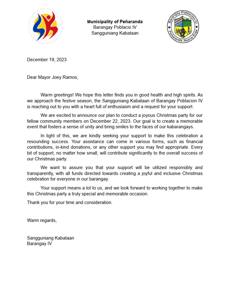 Solicitation Letter For Mayor Joey | PDF