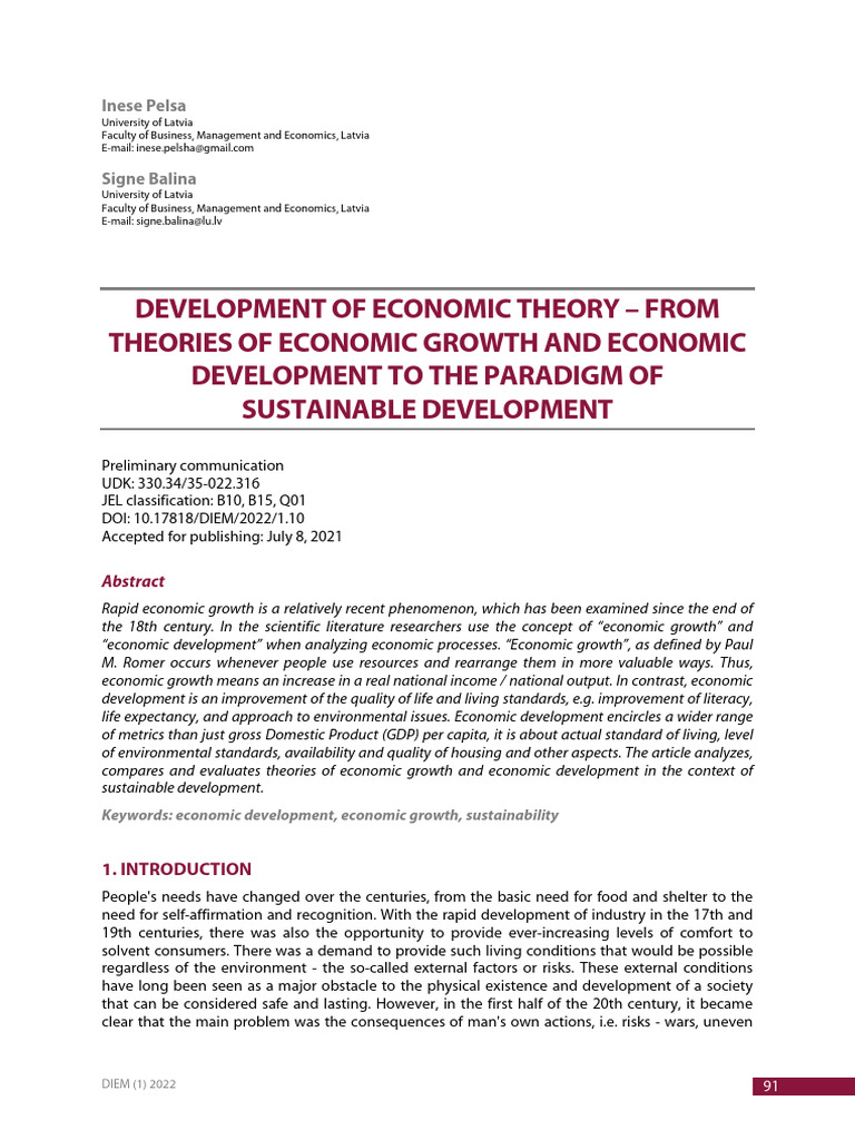 DEVELOPMENT OF ECONOMIC THEORY - Chronological Order | PDF | Economic ...