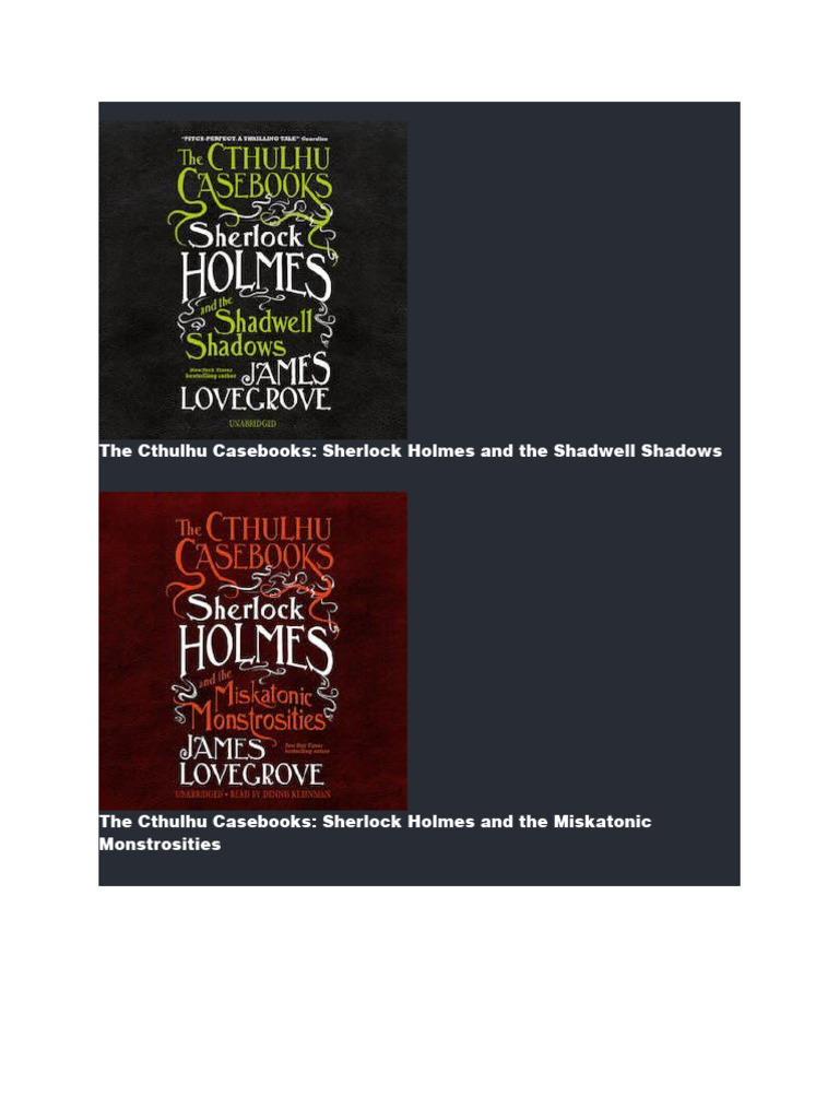 Cthulhu Casebooks: Sherlock Holmes | PDF