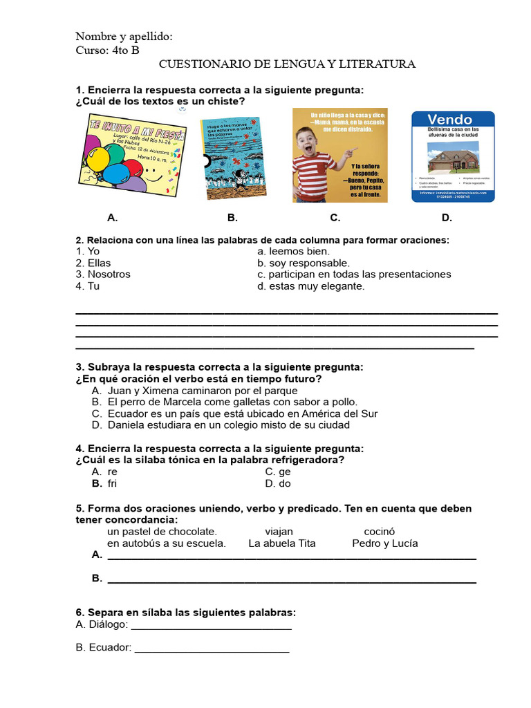 Cuestionario de Lengua y Literatura | PDF | Estudios de idiomas extranjeros