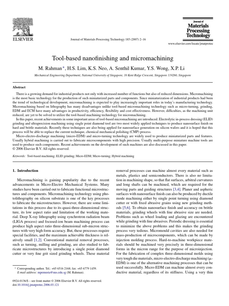 Micro Nano Machining | PDF