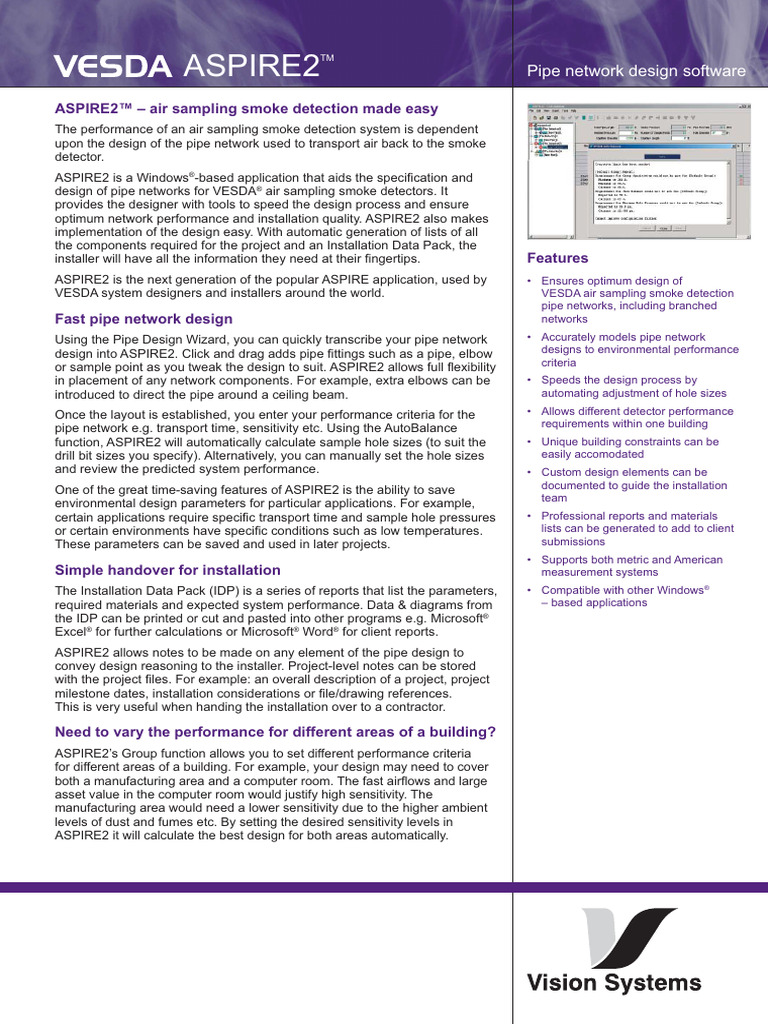 Vesda Aspire2 Technical Datasheet | PDF