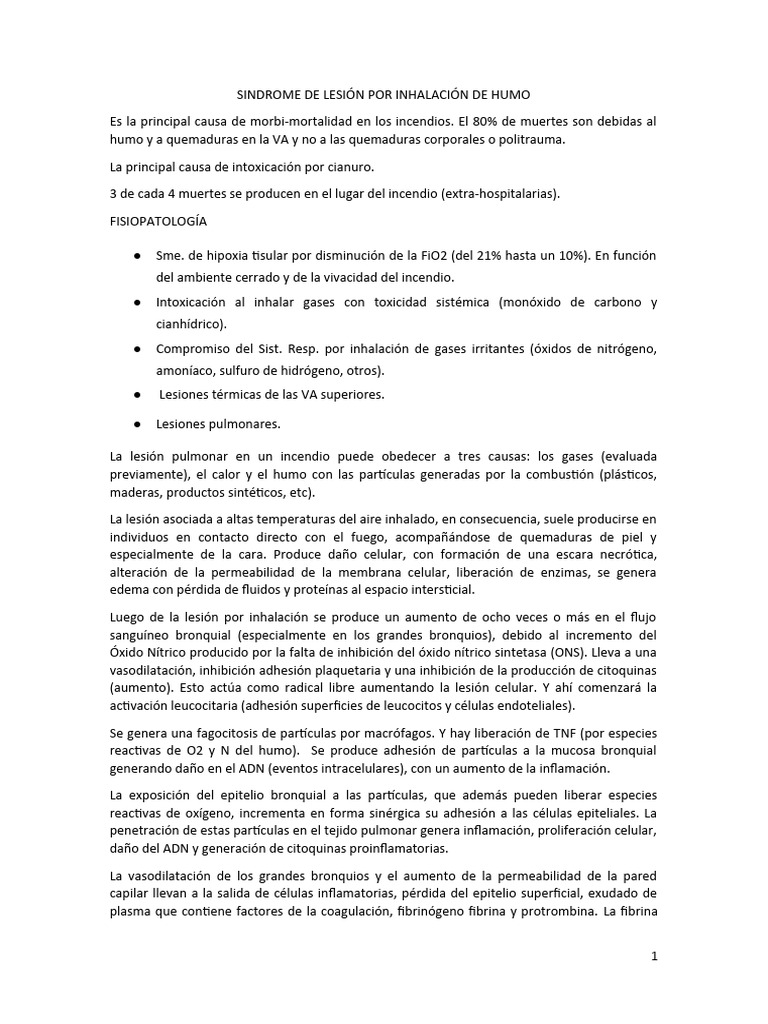 Sindrome de Lesión Por Inhalación de Humo | PDF