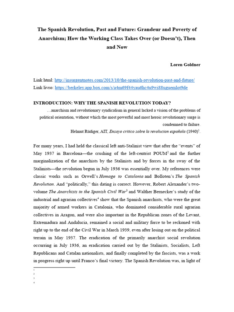 0000 The Spanish Revolution, Past and Future - Loren Goldner | PDF