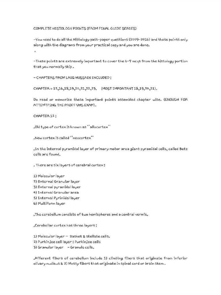 Final Histology Points MCQZ | PDF Final Histology Points MCQZ | PDF
