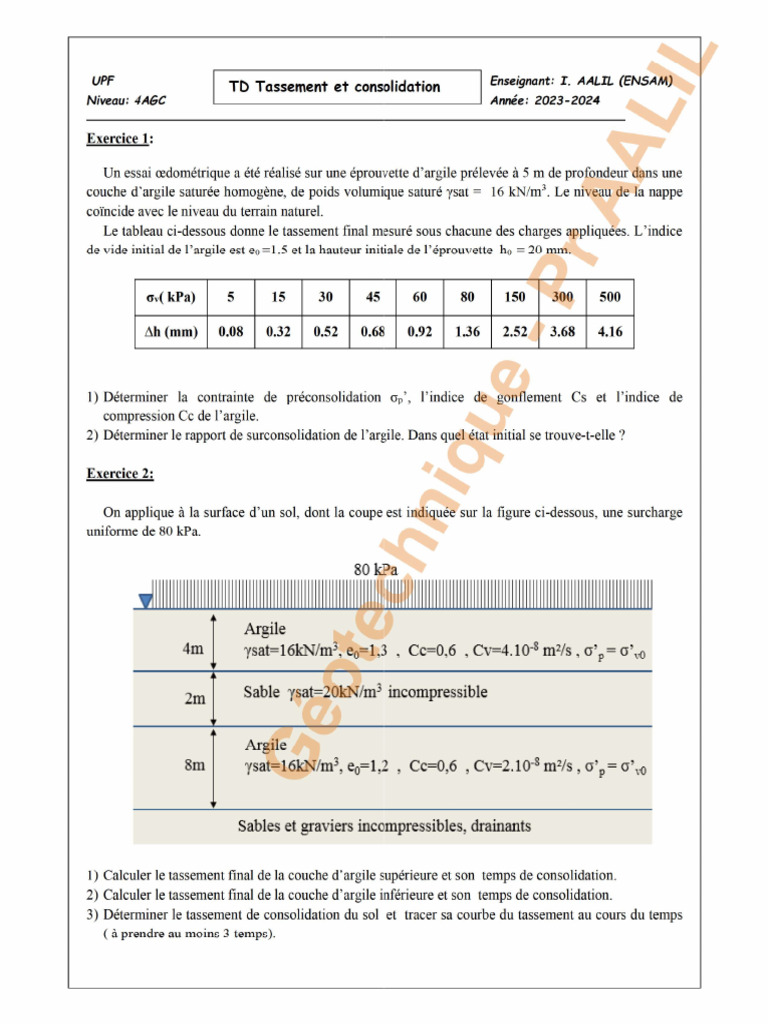TD Chap Tassement | PDF