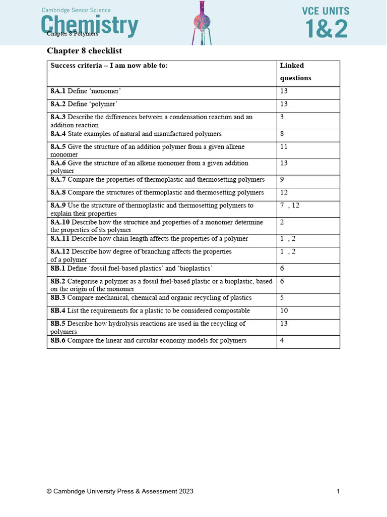 Chapter-8-Checklist Chem 1/2 | PDF
