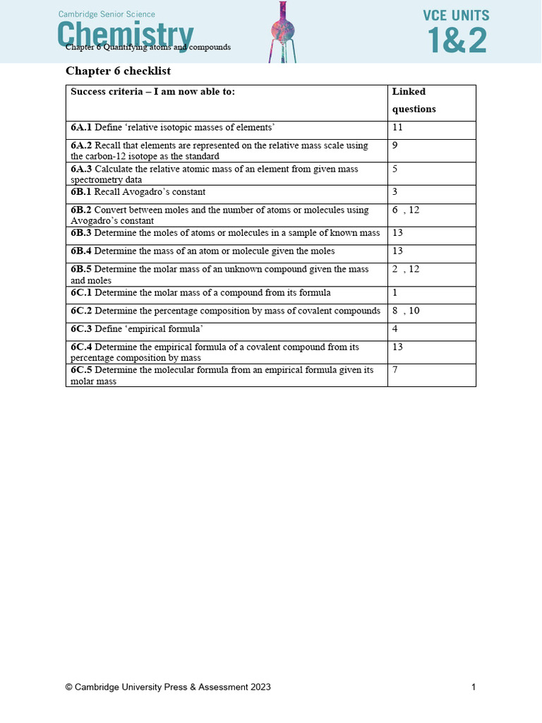 Chapter-6-Checklist Chem 1/2 | PDF | Teaching Methods & Materials ...