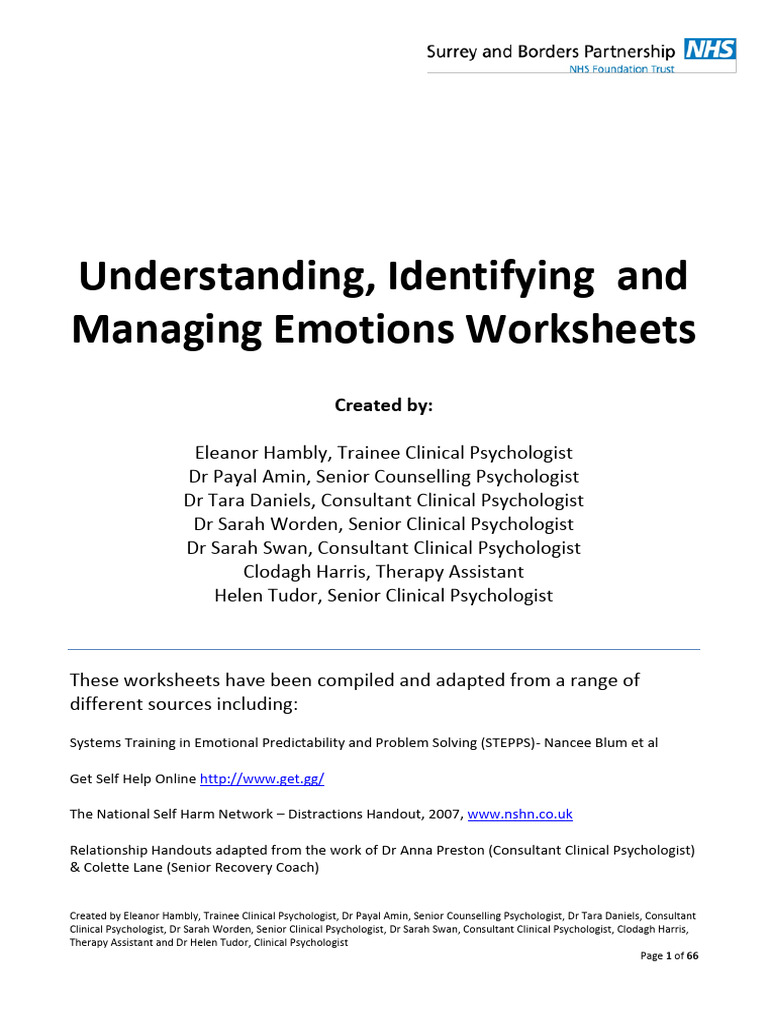 Understanding, Identifying and Managing Emotions | PDF