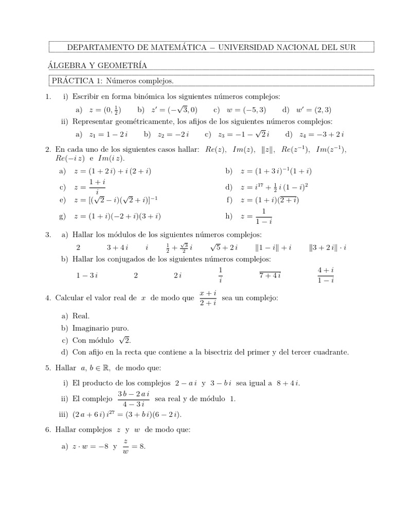 Trabajo Practico Numeros Complejos | PDF