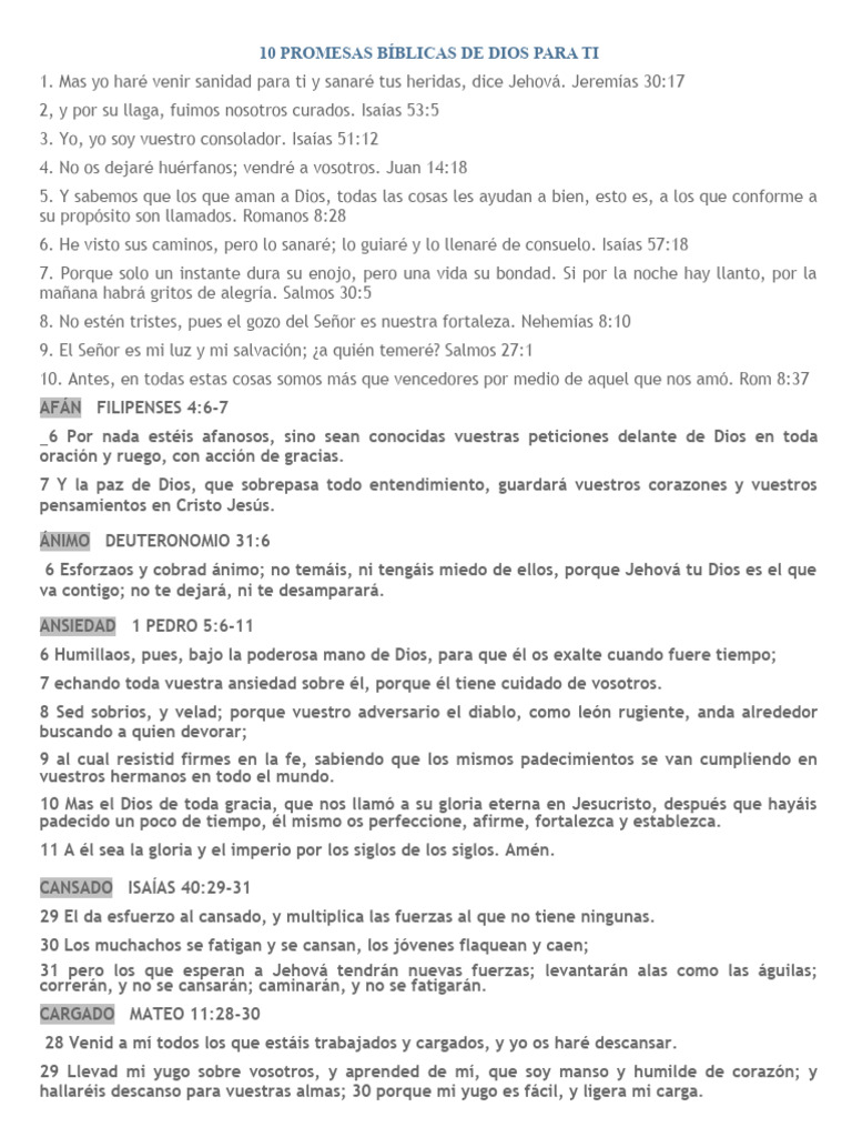 10 Promesas Bíblicas de Dios para Ti | PDF | Jesús | Salvación