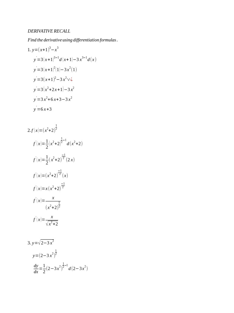 Prob Solving Derivatives | PDF