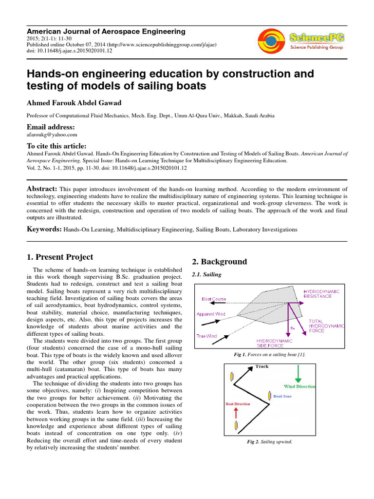 Hands-on engineering education by construction and testing of models of ...