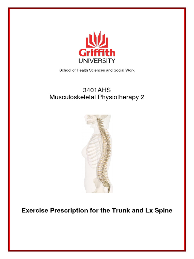 Exercise Prescription For The Trunk and LX Spine - 3401AHS | PDF | Wellness