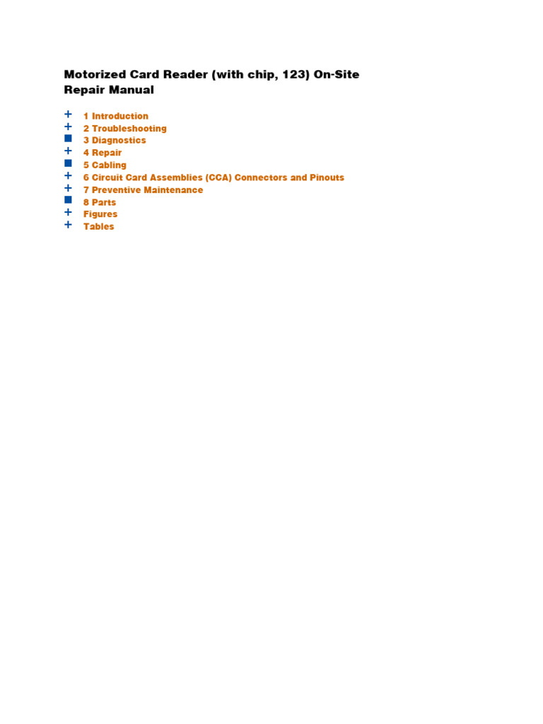 Motorized Card Reader (With Chip, 123) On-Site Repair Manual | PDF ...