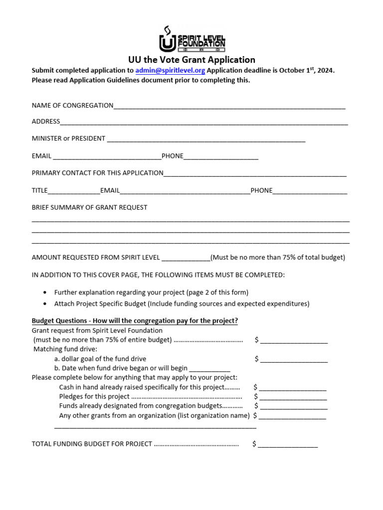 Grant Application for Congregations | PDF