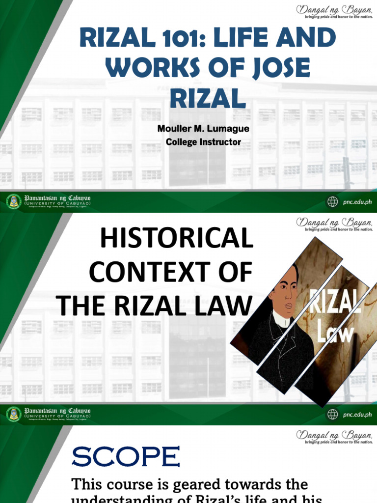 RIZAL 101 Lesson 1 | PDF