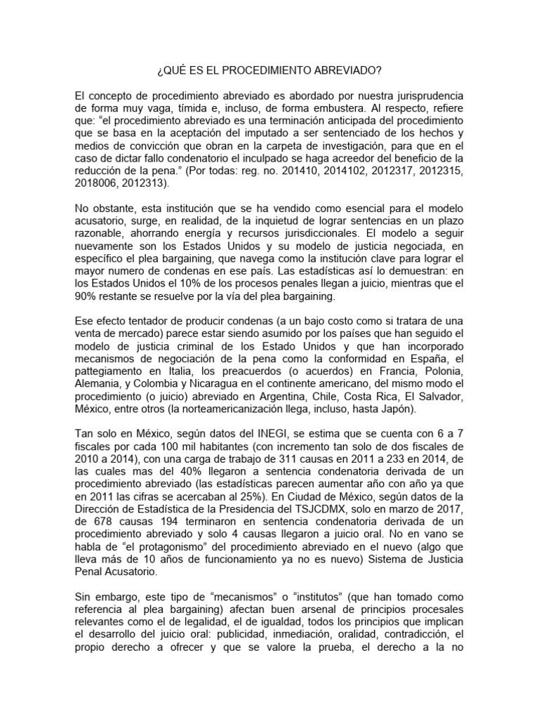 ¿Qué Es El Procedimiento Abreviado? | PDF